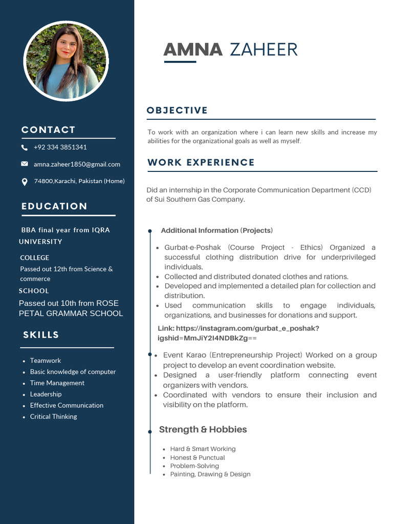 Amna Zaheer CV | PDF
