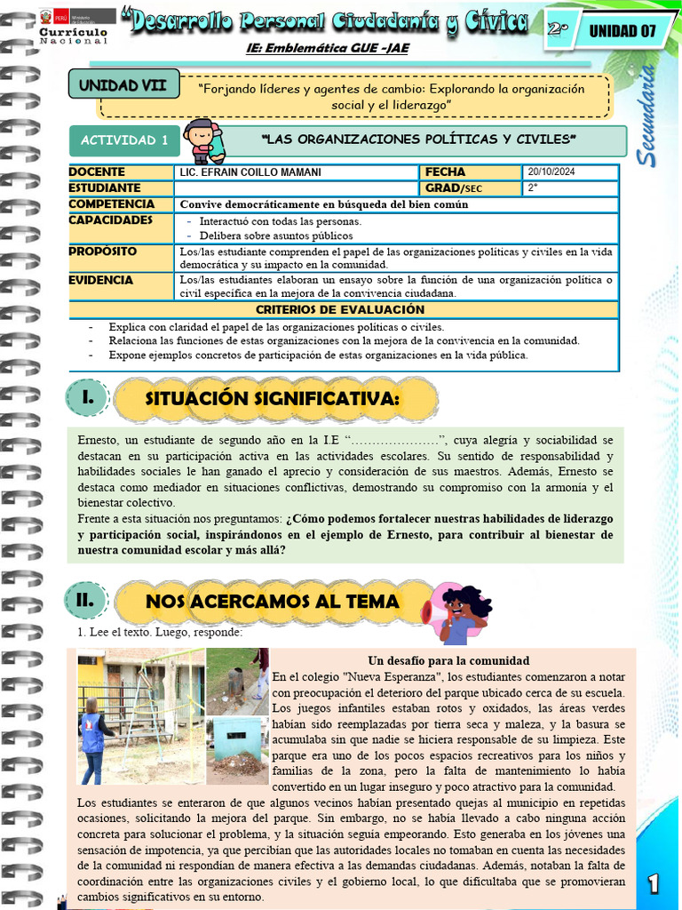Sesion 1 7ma Unidad | PDF | Organización no gubernamental