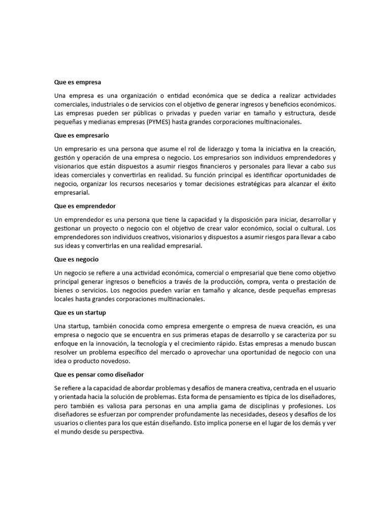 PREGUNTAS | PDF | Iniciativa empresarial | Business