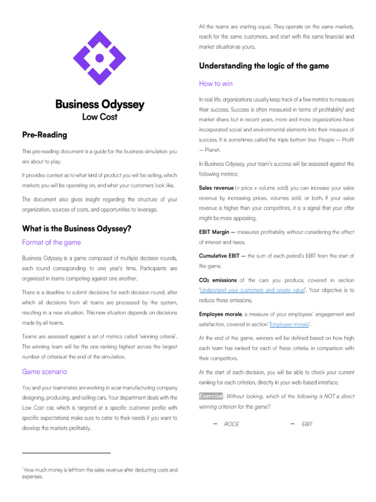(BO Low Cost) Pre-Reading | PDF