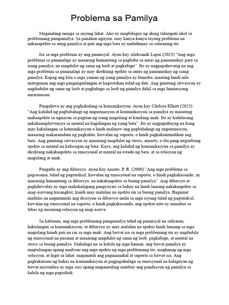 Problema Sa Pamilya | PDF