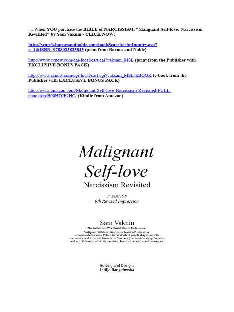 Malignant Self Love Narcissism Revisited | PDF | Narcissism | Personality Disorder