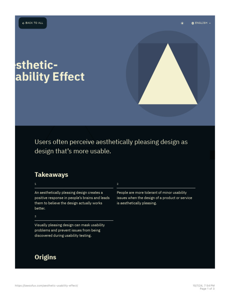Aesthetic-Usability Effect - Laws of UX | PDF | Usability | Cognitive Science