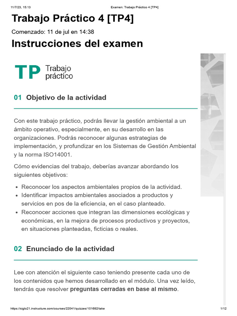 Examen_ Trabajo Práctico 4 [TP4] marce 94.17 % | PDF | Entorno natural | Hotel