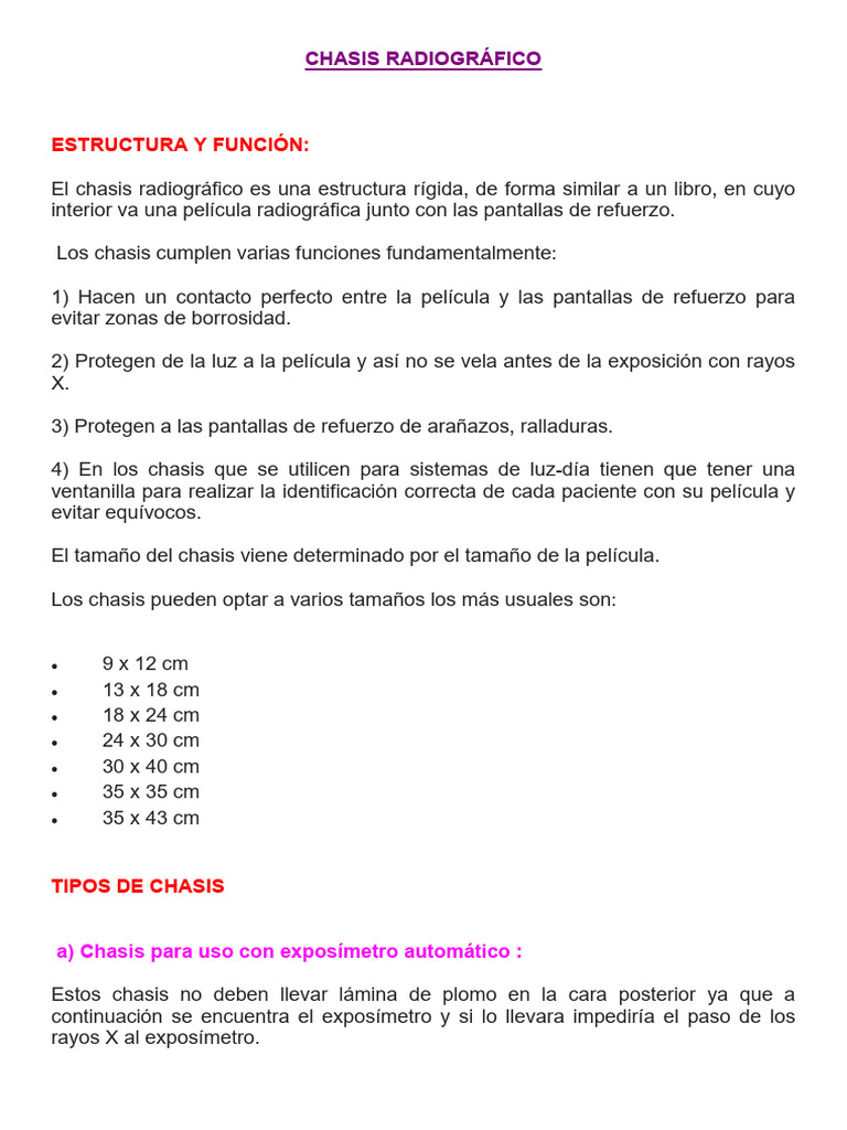 Chasis Radiográfico | PDF
