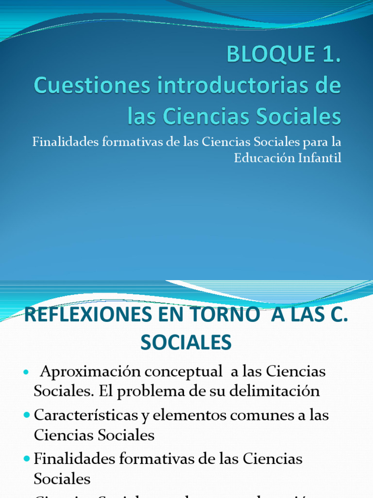 BLOQUE 1 Las Ciencias Sociales en El Curriculo de Educación Infantil ...