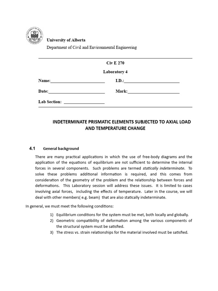 Indeterminate Elements in Axial Loading | PDF | Solid Mechanics ...