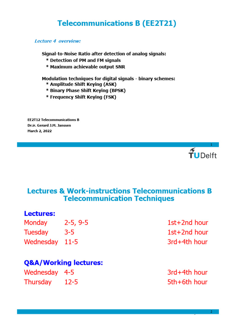 TT Lecture 4 EN NB | PDF | Frequency Modulation | Modulation TT Lecture 4 EN NB | PDF | Frequency Modulation | Modulation