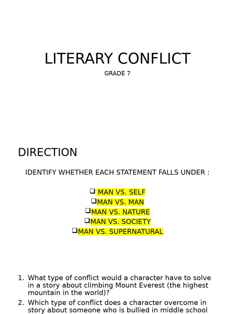 Conflict Exam | PDF | Young Adult