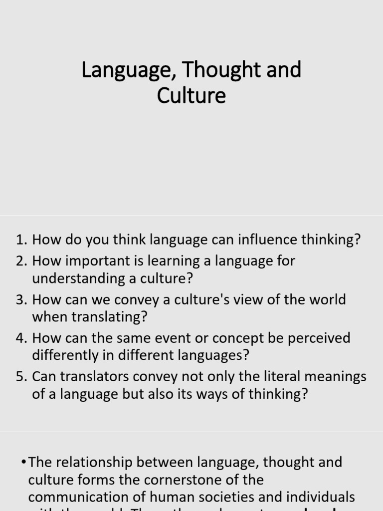 Language, Thought, and Cultural Identity | PDF | Semantics | Thought