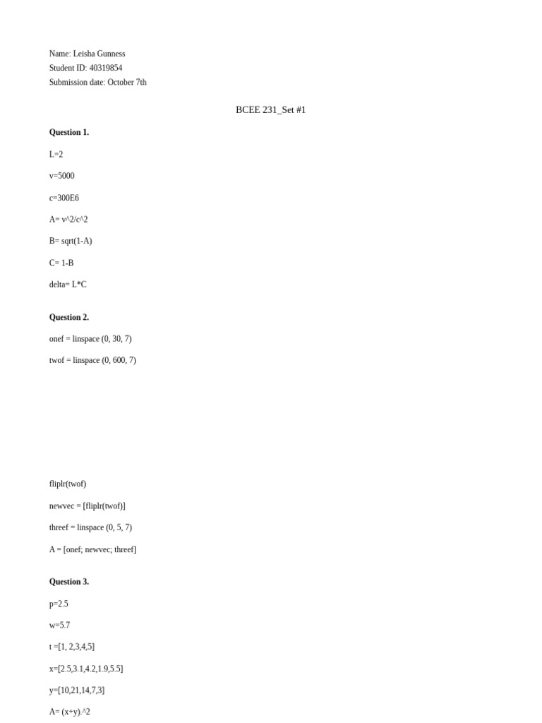 BCEE 231 Set #1 2 | PDF