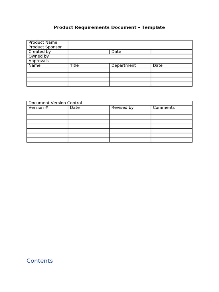 Product Requirements Document - Template 1 | PDF | Scope (Computer ...