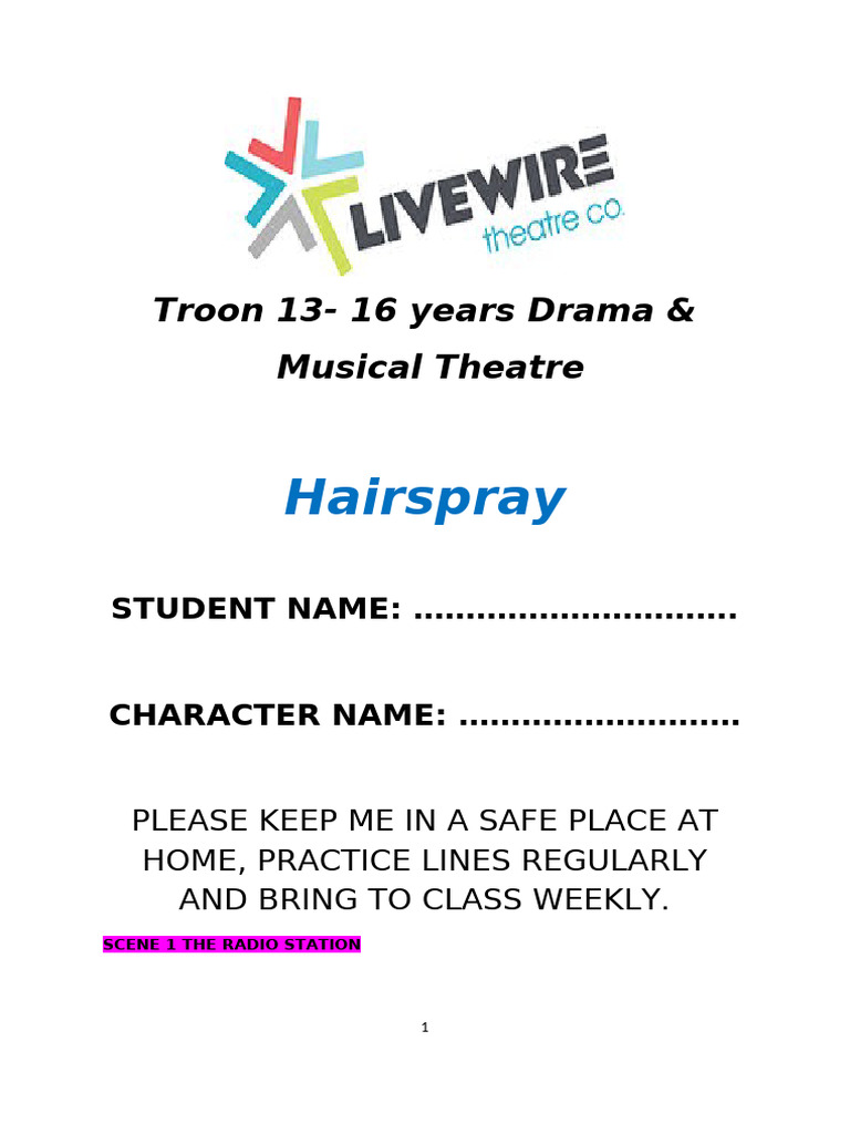 Hairspray Tech Script | PDF | Poetry