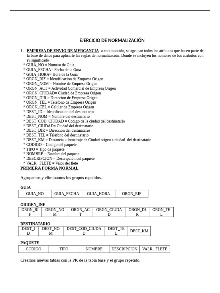 Ejercicio Practico de Normalizaci N | PDF | Datos de computadora | Software de gestión de datos