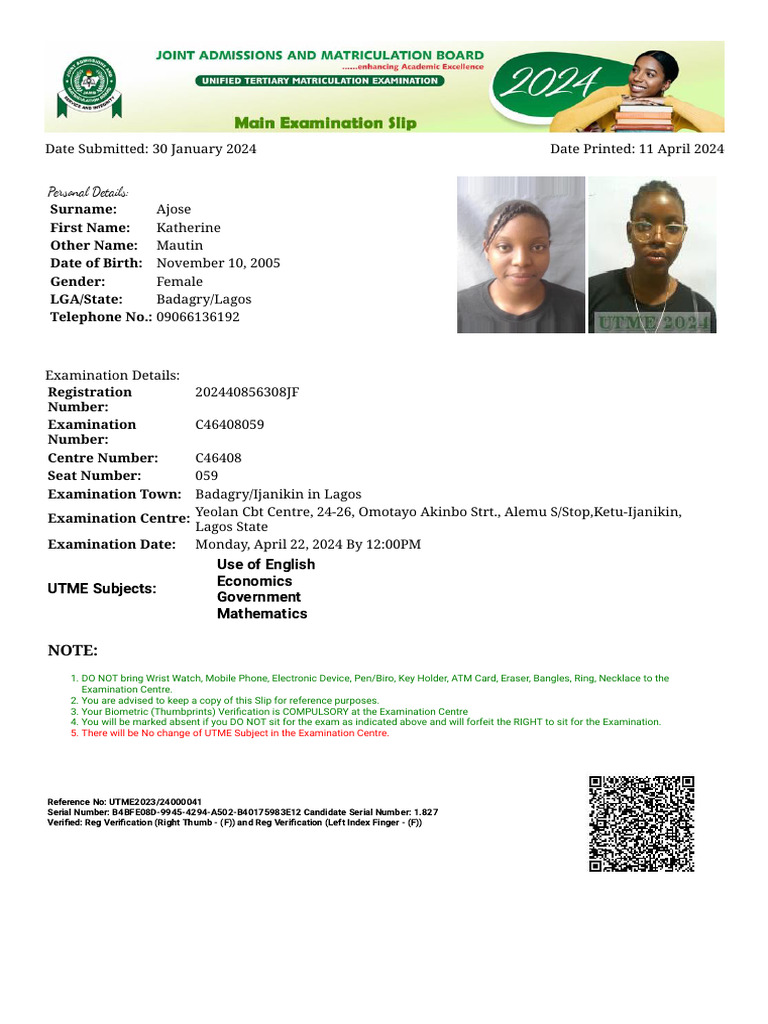 Https Slipsprinting - Jamb.gov - NG ShowReport | PDF