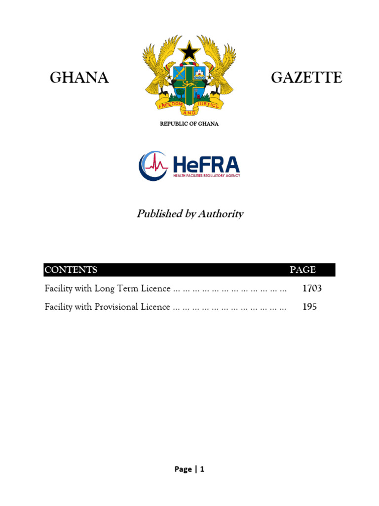 HeFRA GAZETTE | PDF | Ghana | Medicine