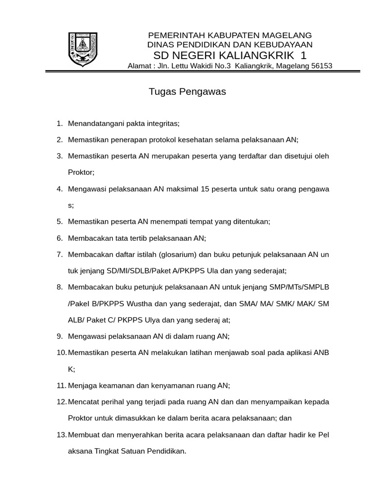 Tata Tertib Pengawas ANBK | PDF