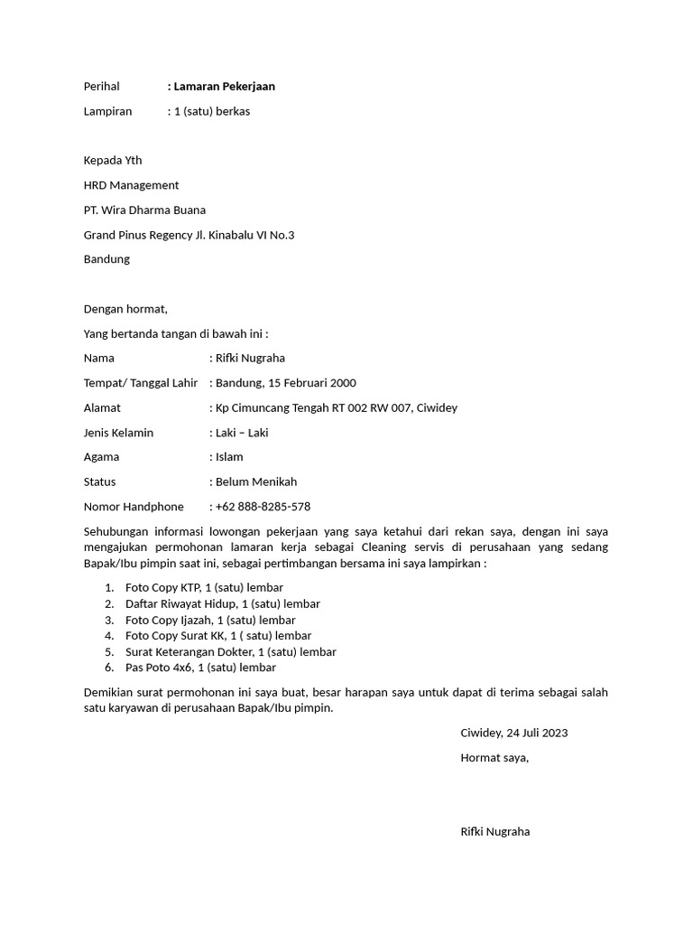Contoh Surat Lamaran | PDF