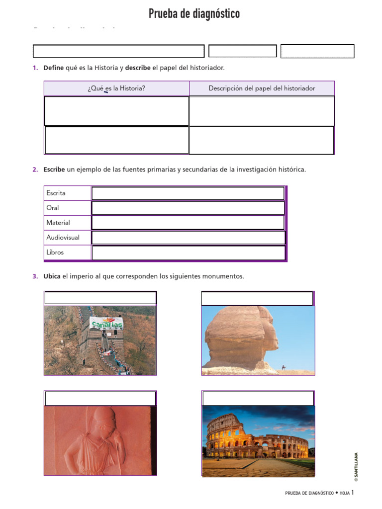 Prueba Diagnóstica de Historia | PDF
