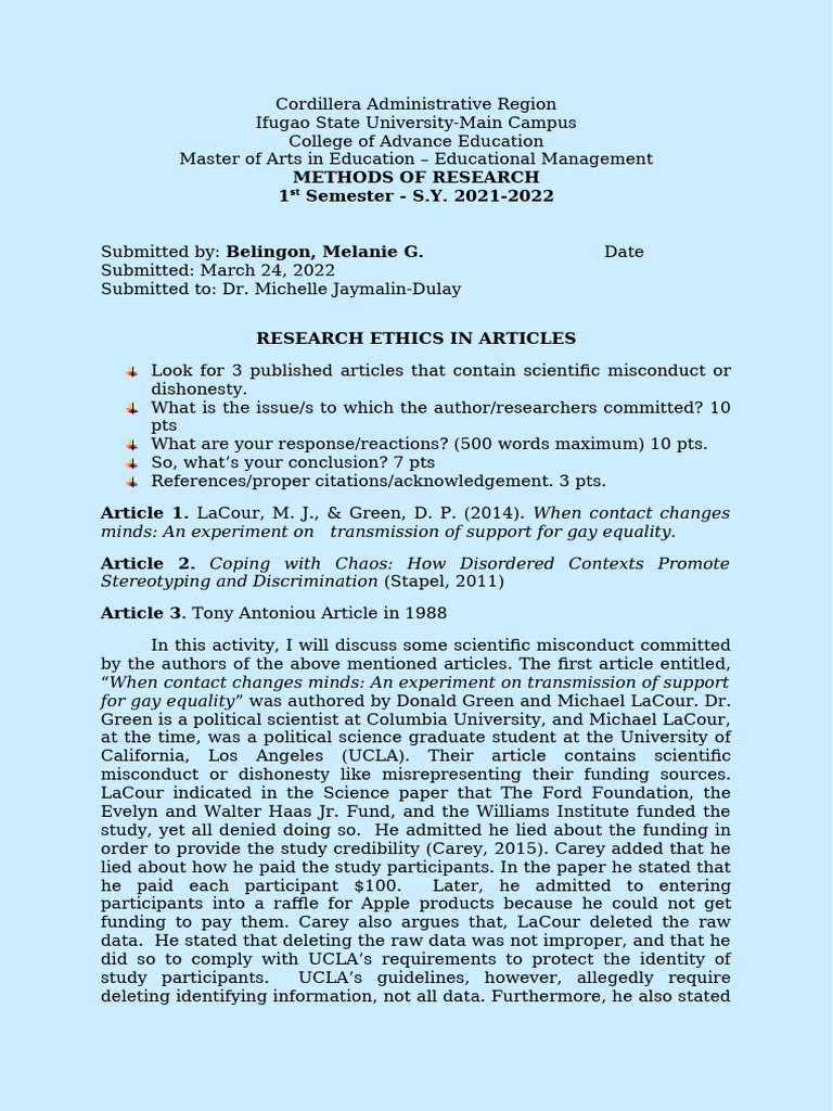 Research ethics in Articles | PDF | Plagiarism