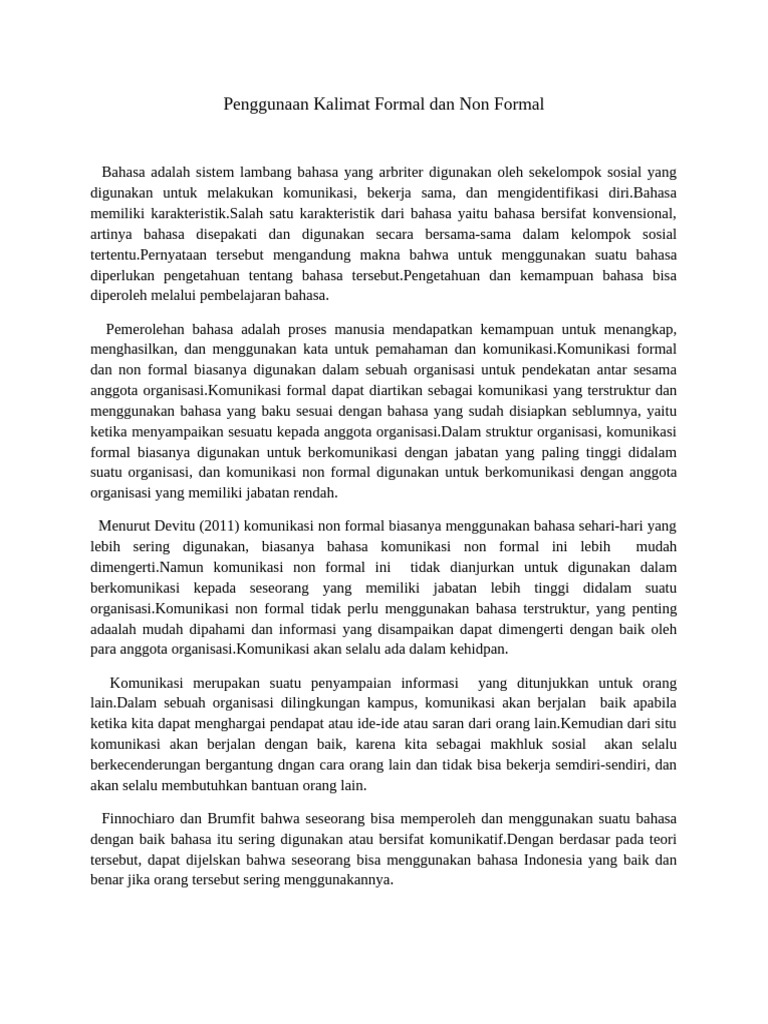 Bahasa Formal vs Non Formal | PDF | Karier & Perkembangan | Seni ...