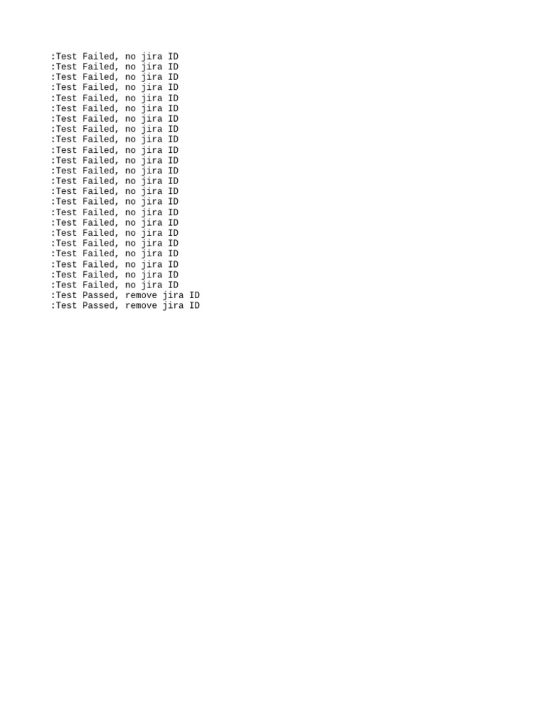 Test Failures Without Jira ID | PDF