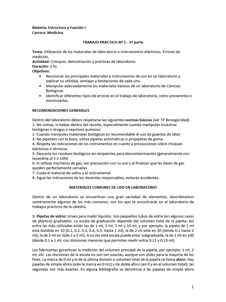 Material de Apoyo Teórico TP1-1a Parte | PDF | Ligero | Laboratorios