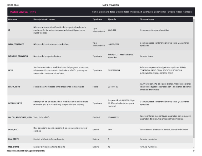 INSTRUCTIVO MATRIZ ANEXA DE HITOS | PDF | Notación | Aritmética