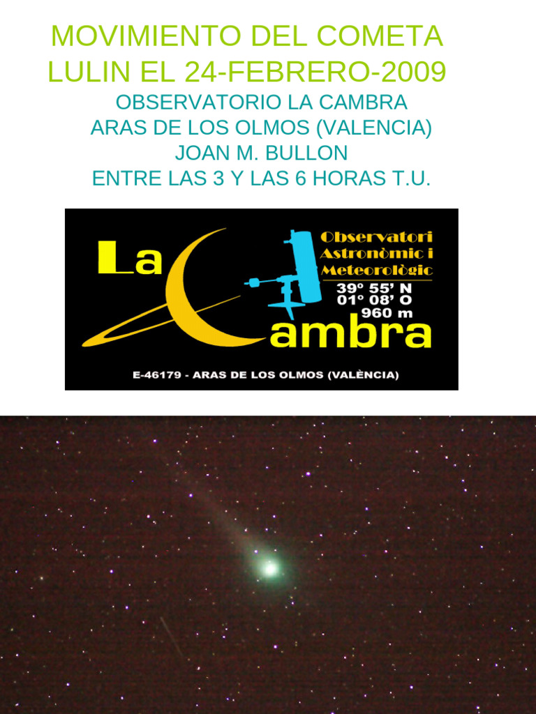 Cometa Lulin: Observación 24-Feb-2009 | PDF