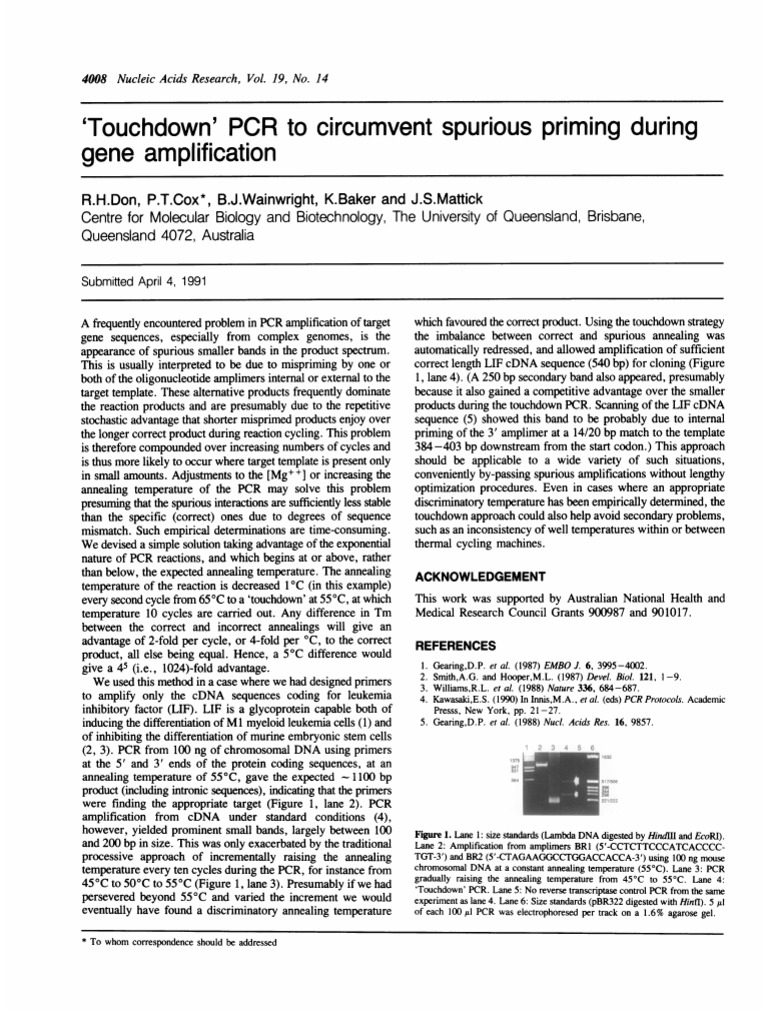 Touchdown PCR | PDF | Polymerase Chain Reaction | Primer (Molecular ...