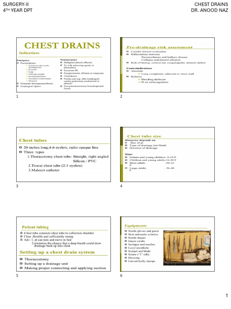 Chest Drains in Surgery II DPT | PDF