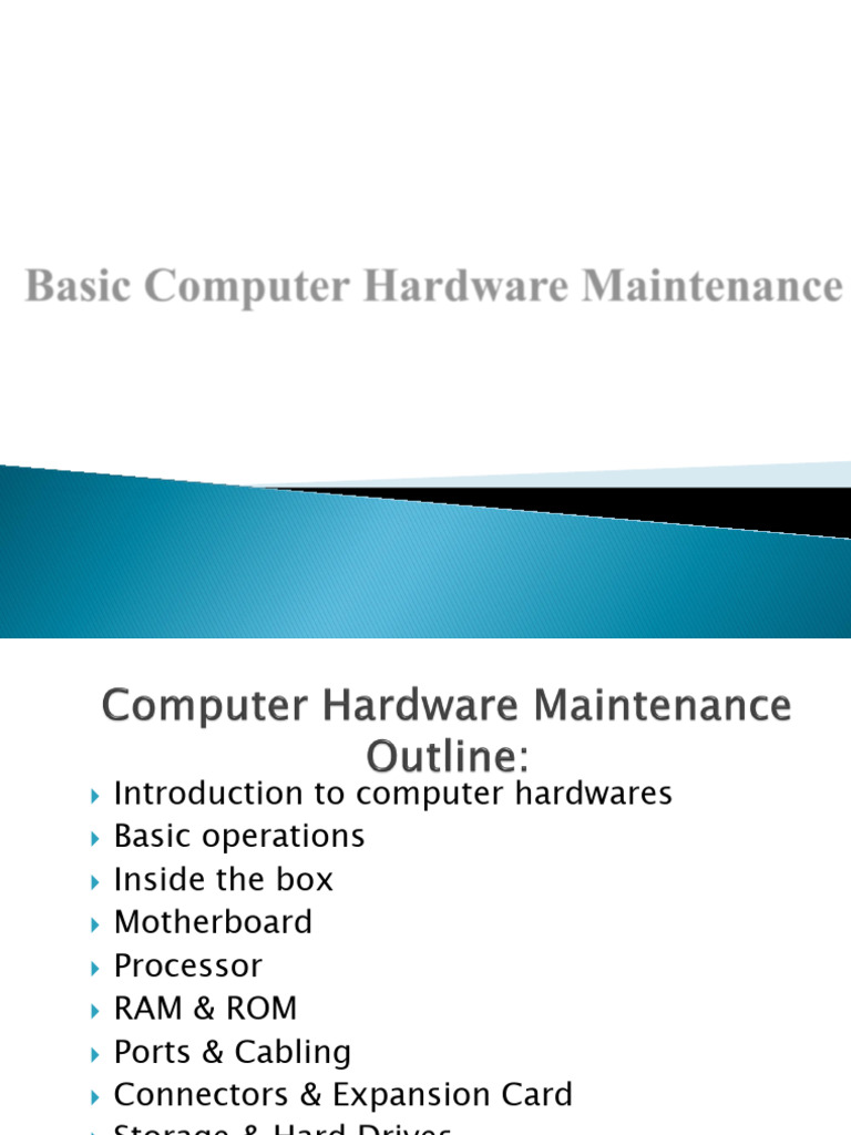 Basic Computer Hardware Maintenance Pdf Random Access Memory