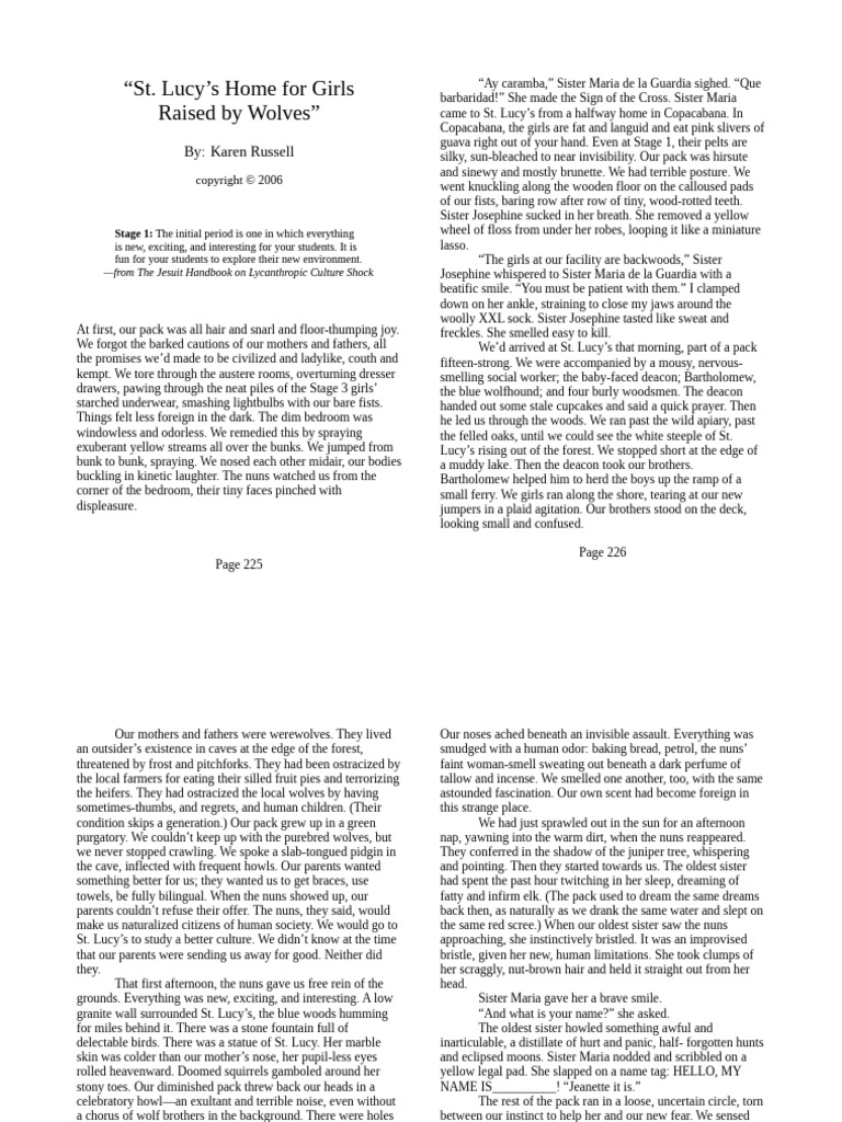 St. Lucy S Home For Girls Raised by Wolves Book Format | PDF