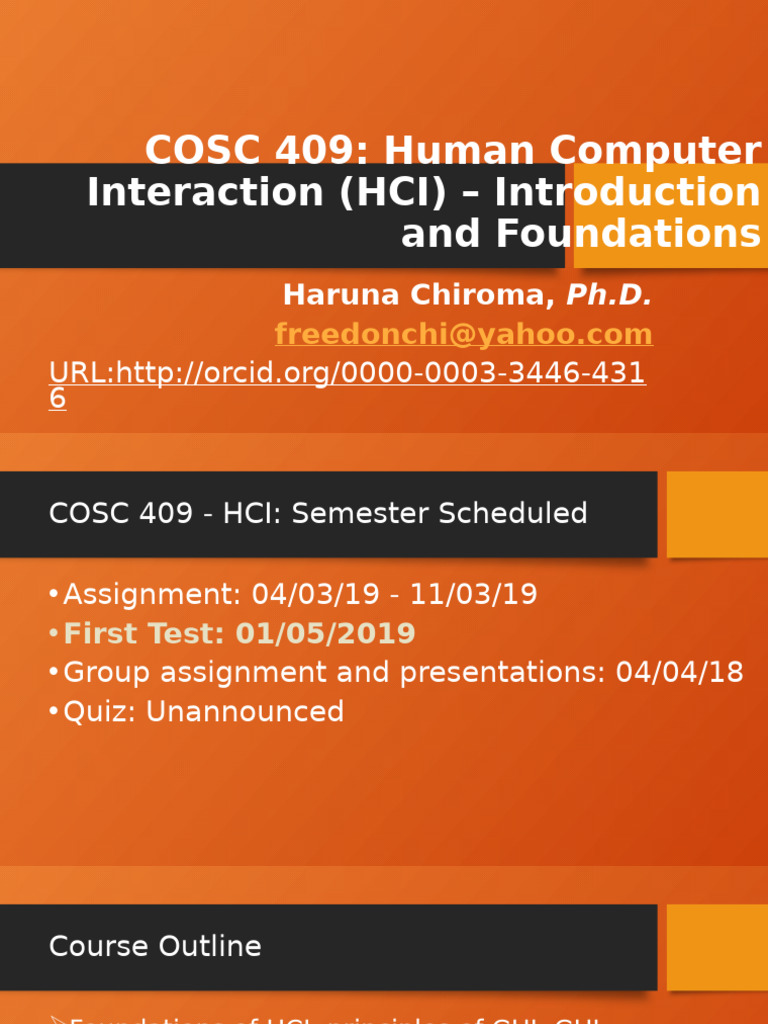 COSC 409 Week 1 Slides - Introduction and Foundations | PDF | Human–Computer Interaction ...