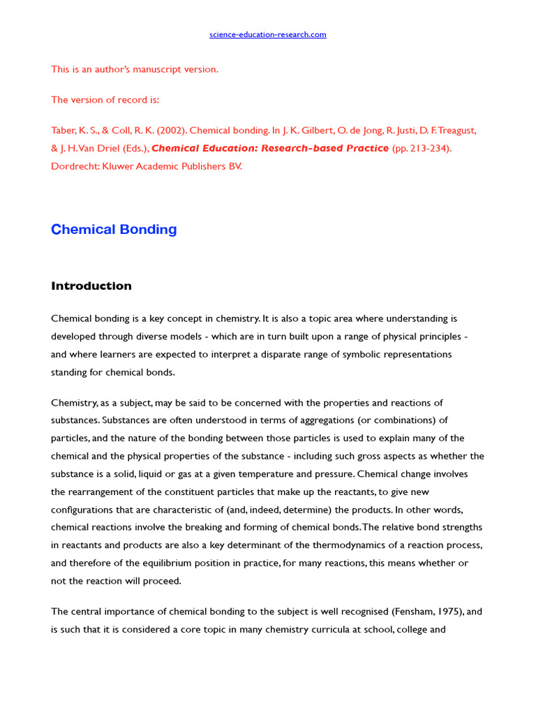 Chemical Bonding | PDF | Chemical Bond | Ionic Bonding