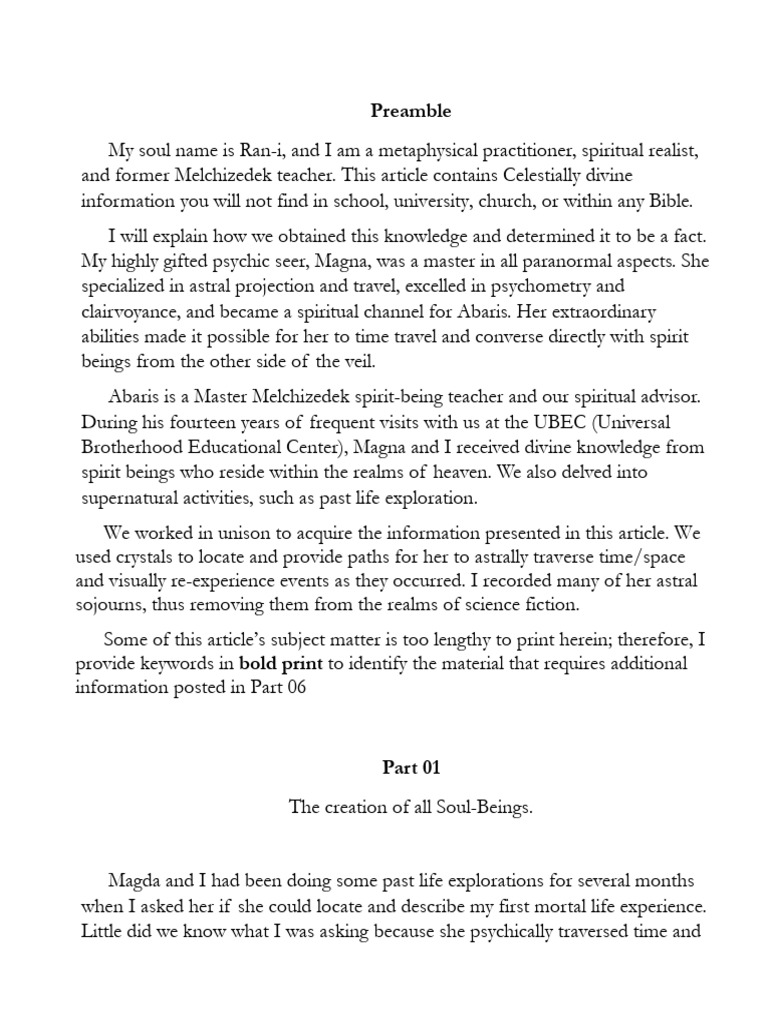 01 - From Whence We Came - For Intrenet | PDF | Soul | Reincarnation