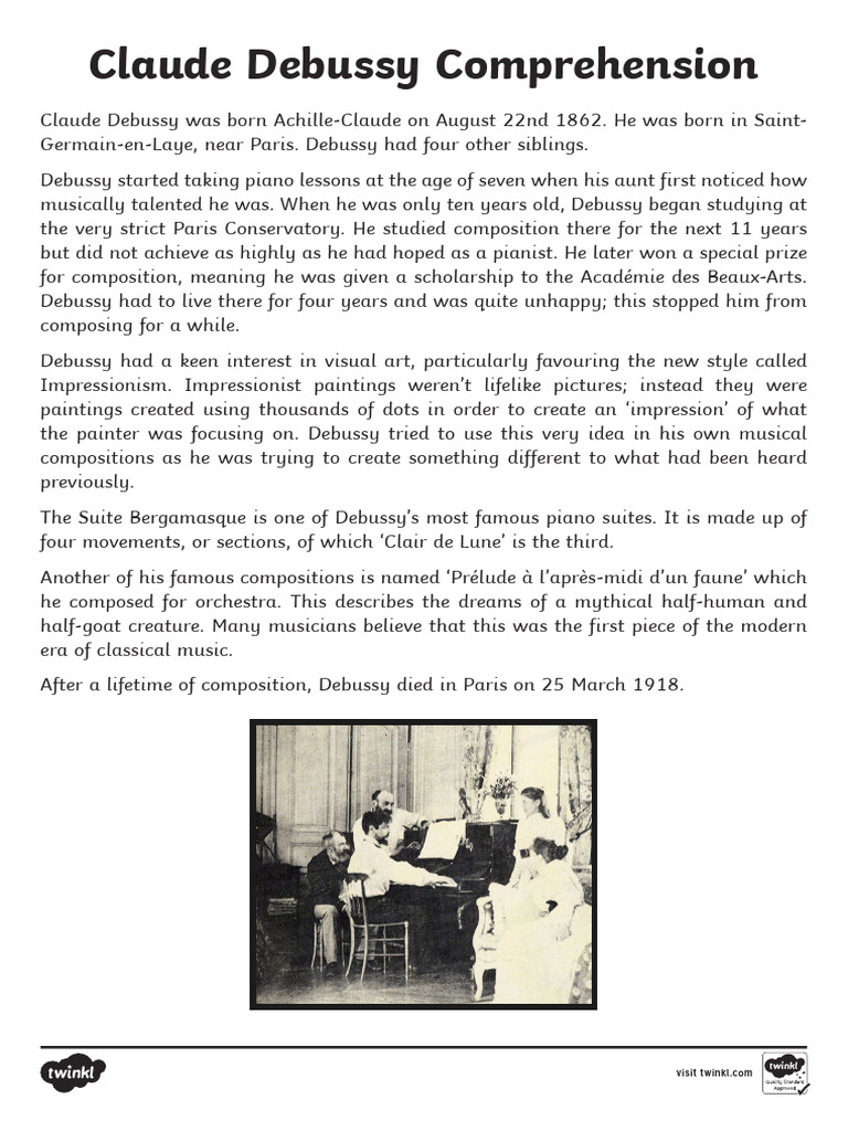 Claude Debussy Reading Comprehension | PDF