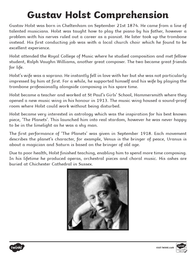 Gustav Holst Reading Comprehension | PDF