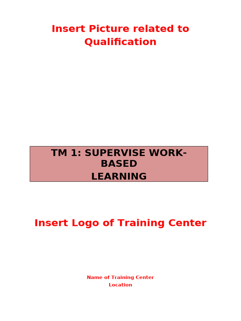 6 Supervise Work Based Learning 2 | PDF | Authentication | Occupational Safety And Health