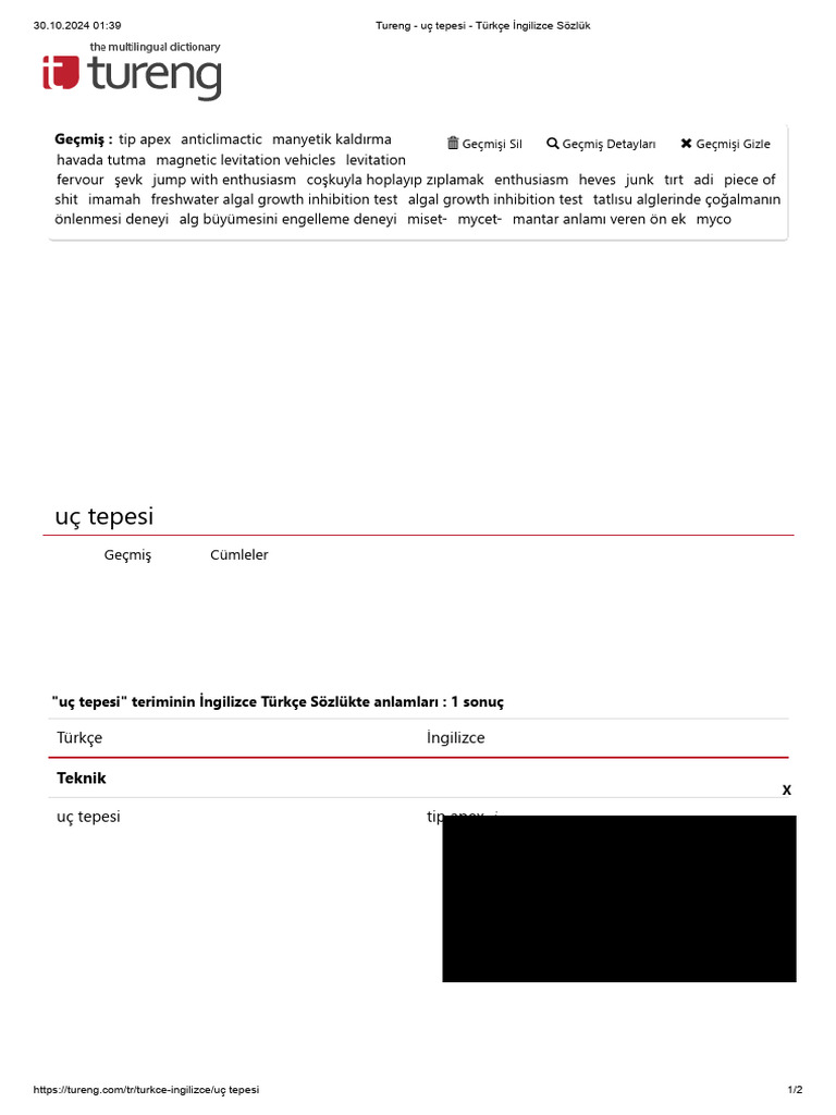 Tureng - Uç Tepesi - Türkçe İngilizce Sözlük | PDF