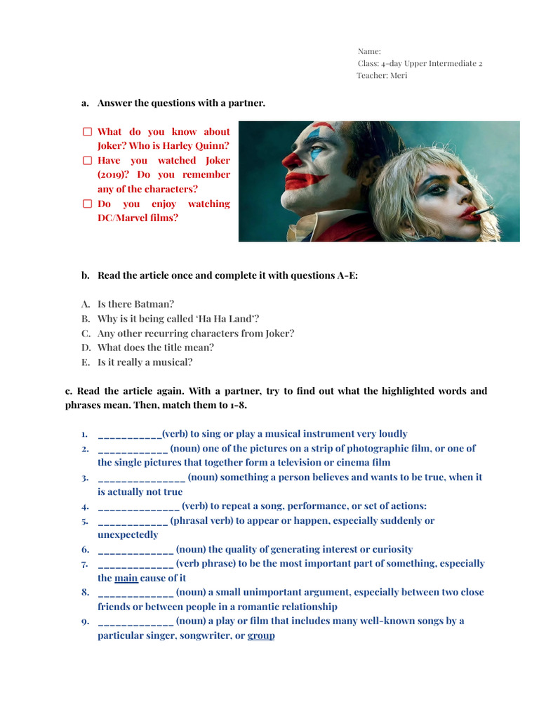 Joker film excursion | PDF
