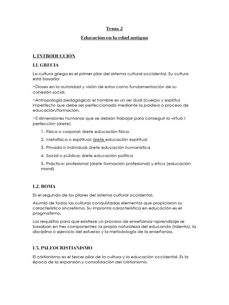 TEMA 2 Historia social de españa. Ed. infantil | PDF | Escuelas | Platón