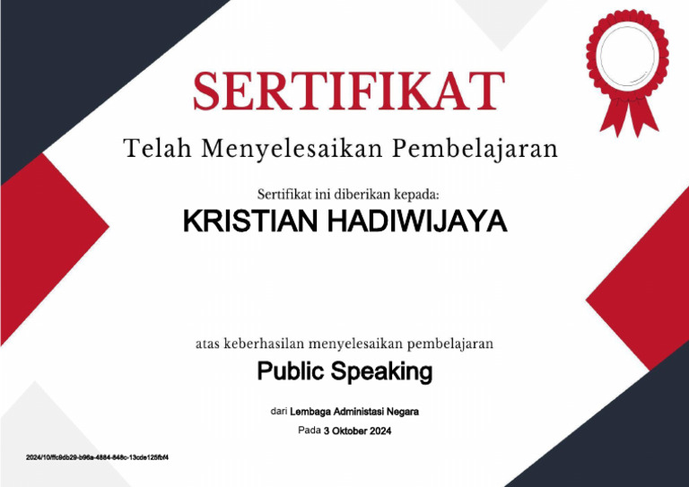 Public Speaking 1723530194823 Certificate | PDF | Hukum