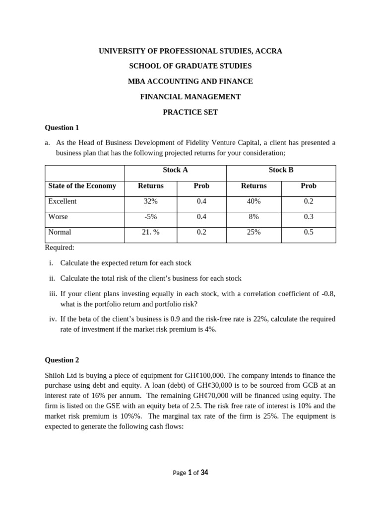 Financial Management Practice Questions...2021 | PDF | Bonds (Finance ...