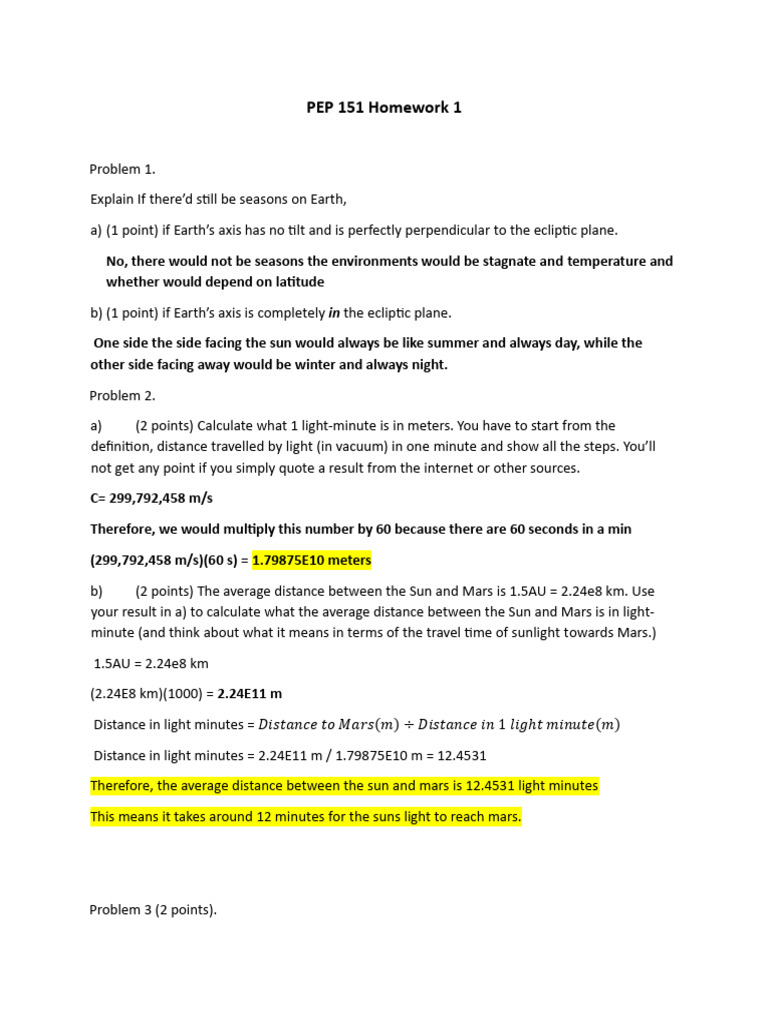 HW 1 Fall24 WillHill | PDF | Equator | Horizon