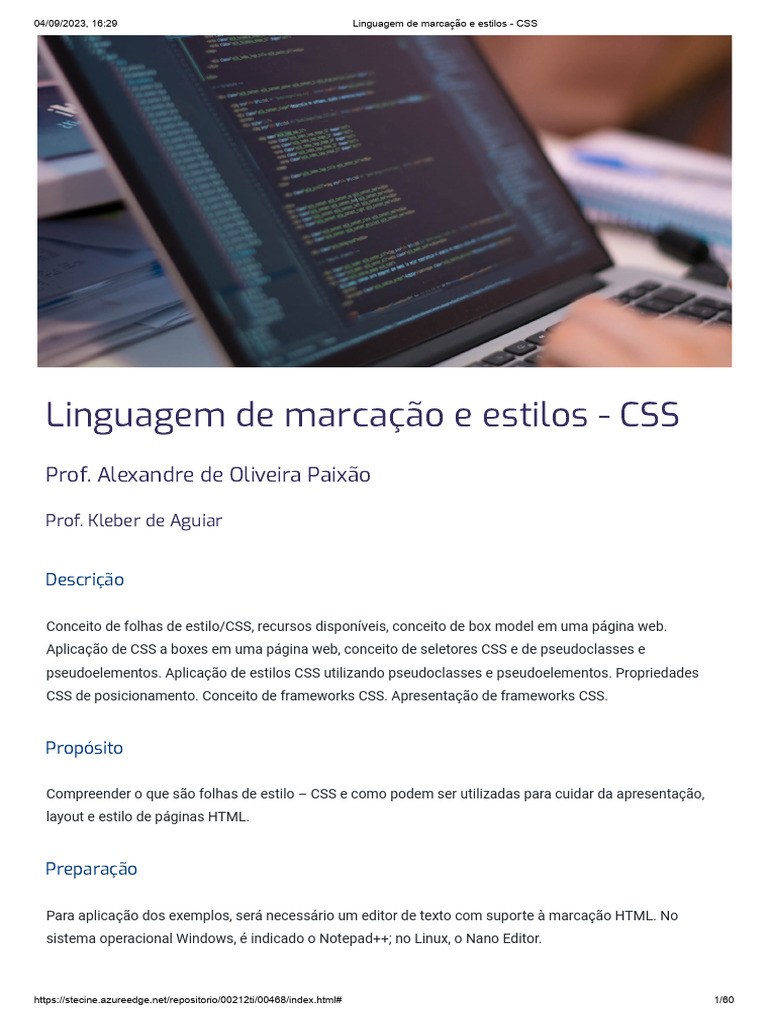 3 Linguagem de Marcação e Estilos - CSS | PDF | Html | Comunicação escrita