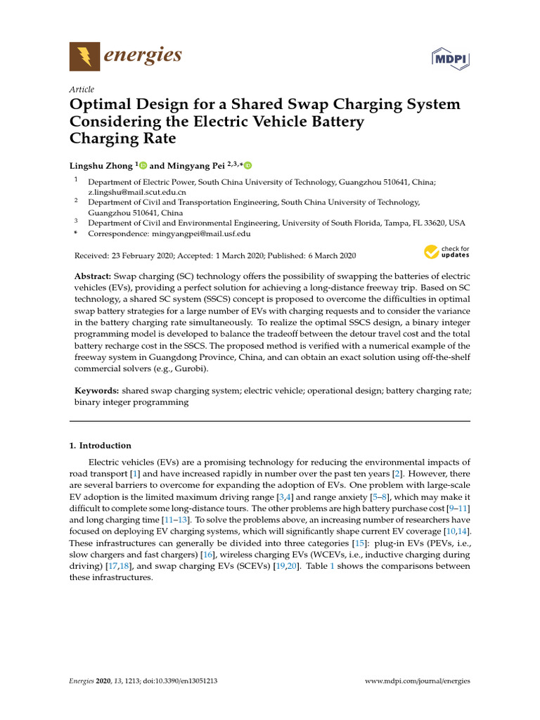 Optimal Design For A Shared Swap Charging System Considering The ...