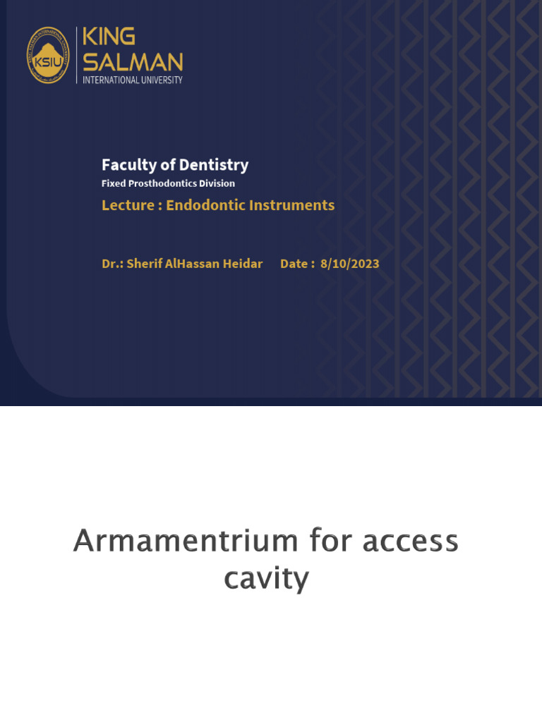 Lec 1 - Endodontic Instruments | PDF