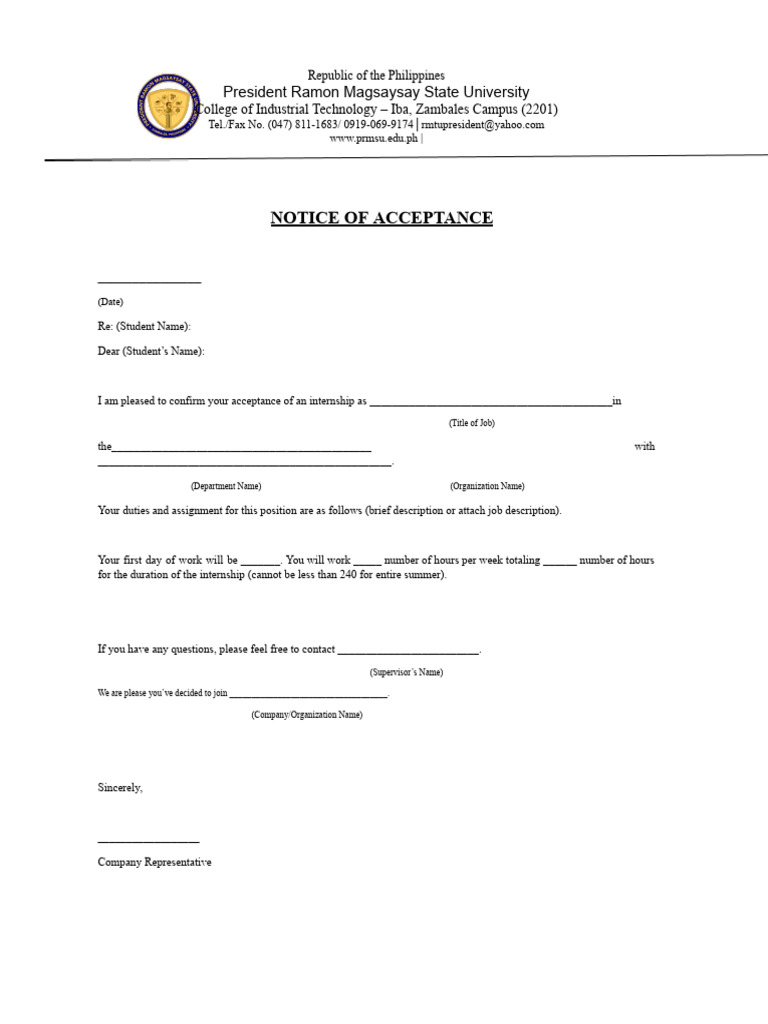 Notice of Acceptance | PDF