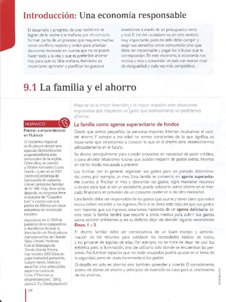 LA FAMILIA Y EL AHORRO - TEXTO ESCOLAR HGE DE 2 A+æO-comprimido-288-289 | PDF
